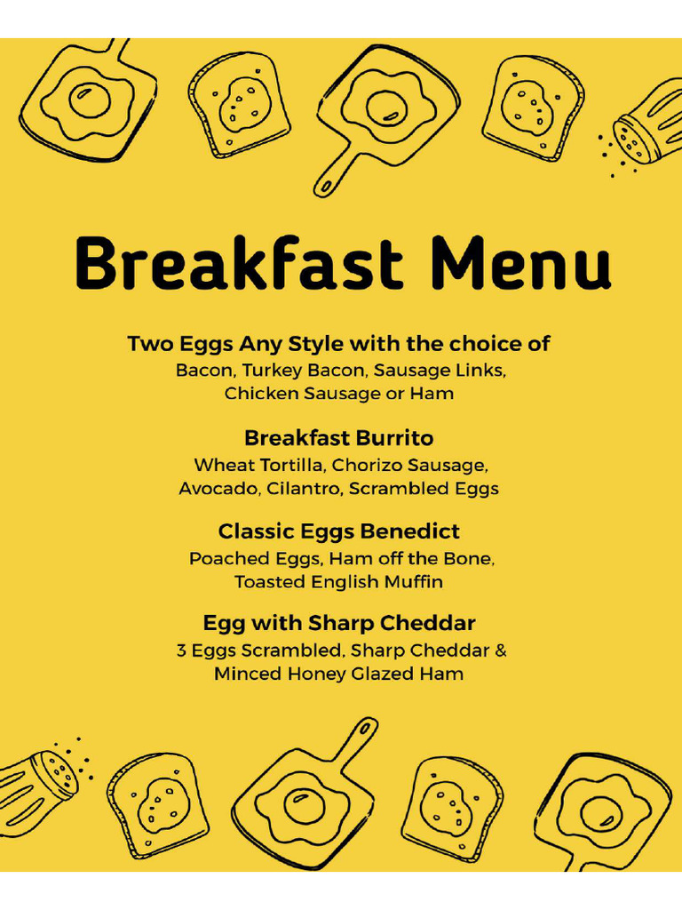 Yellow Minimalist Breakfast Menu | PDF