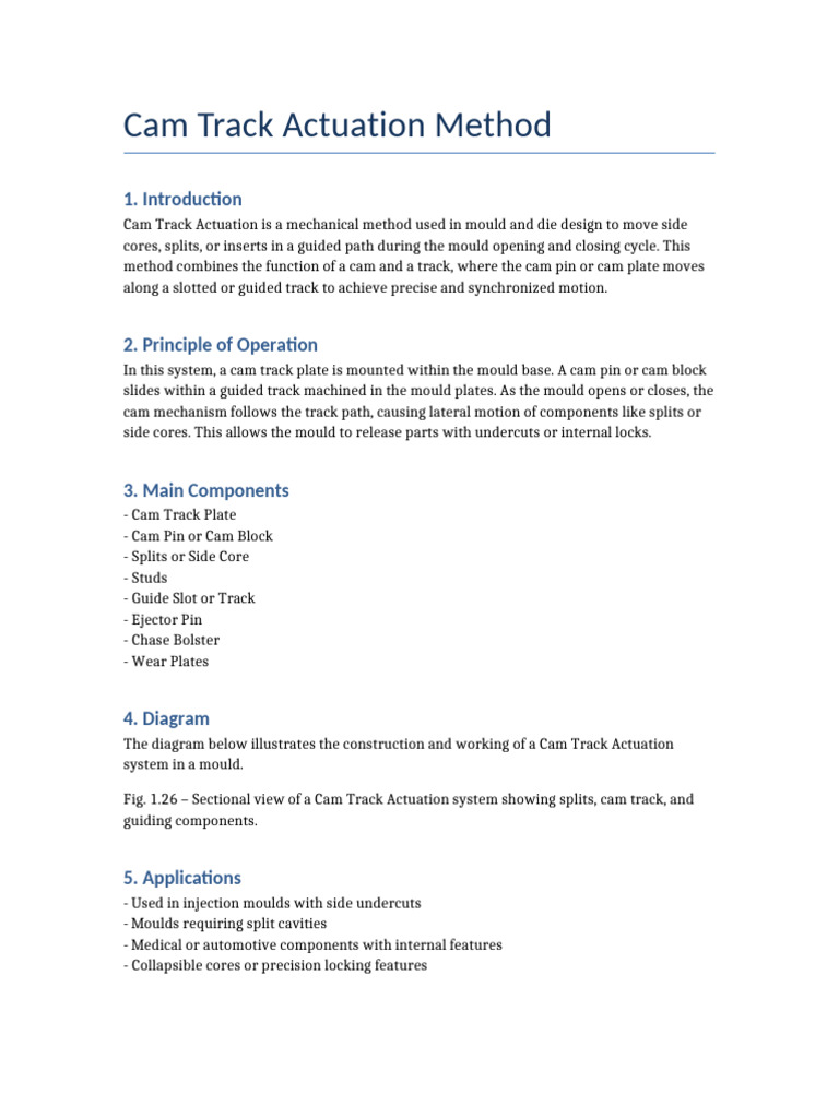 Cam Track Actuation in Mould Design | PDF