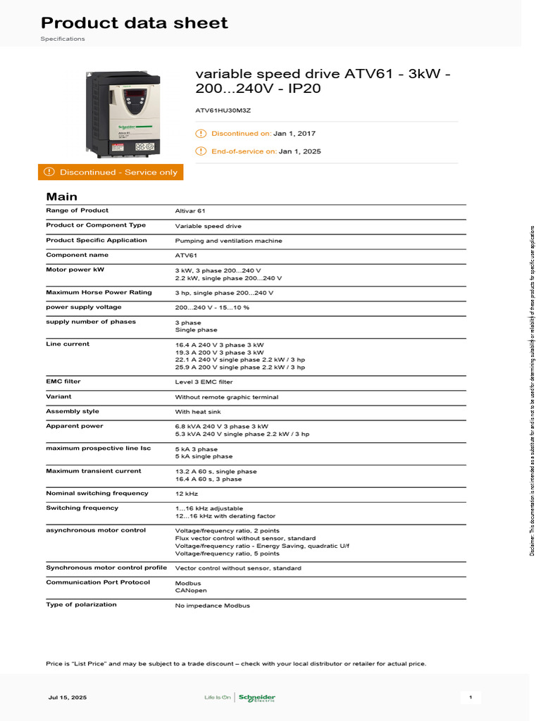 Schneider Electric - Altivar-61-Variable-Frequency-Drives-VFD ...