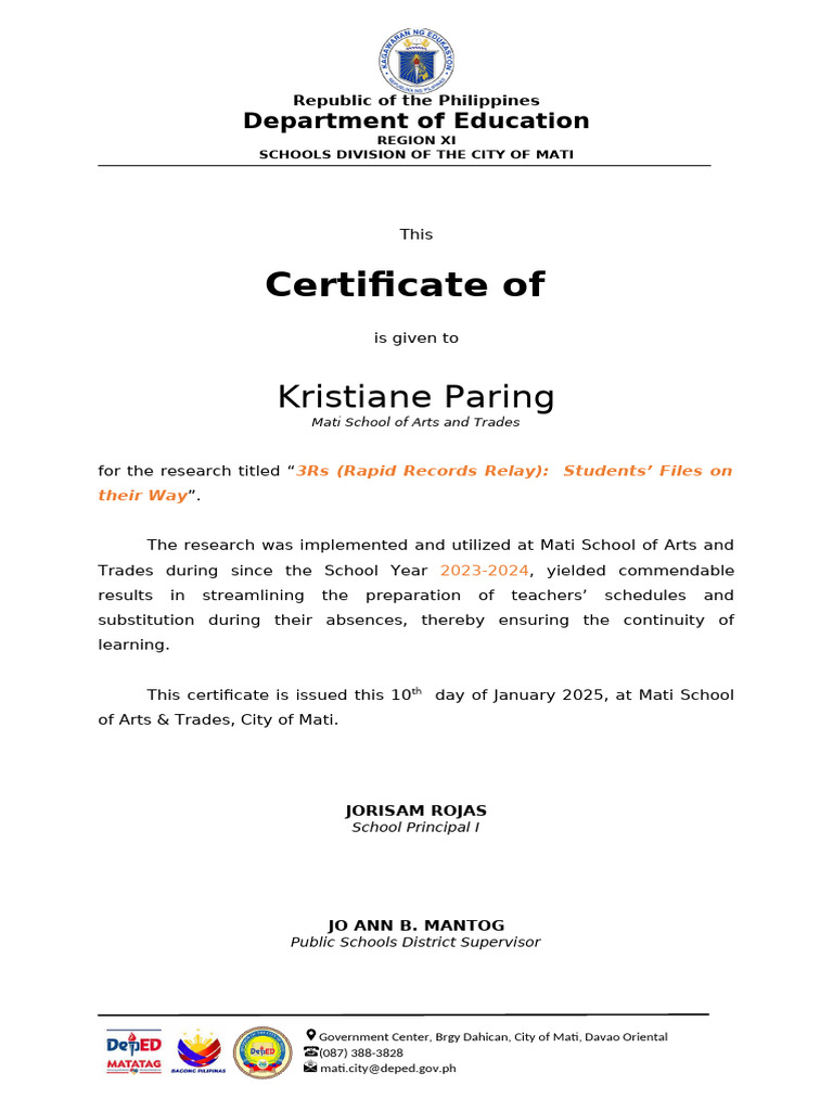 Certificate of Utilization 2025 | PDF