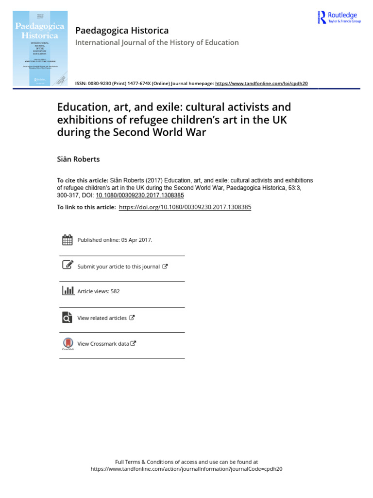 Education Art and Exile Cultural Activists and Exhibitions of Refugee ...