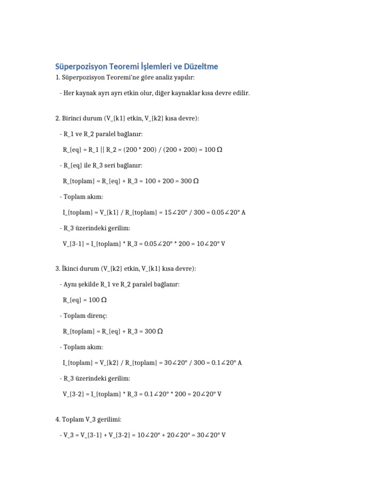 Süperpozisyon Teoremi Düzeltme | PDF