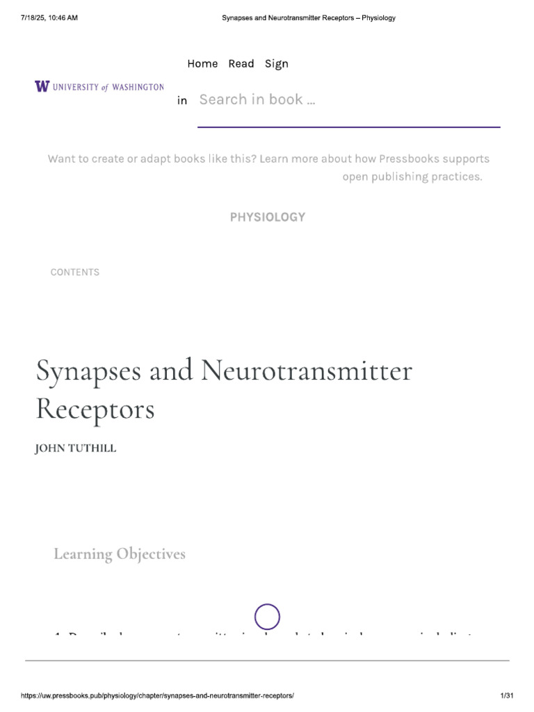 Synapses and Neurotransmitters | PDF