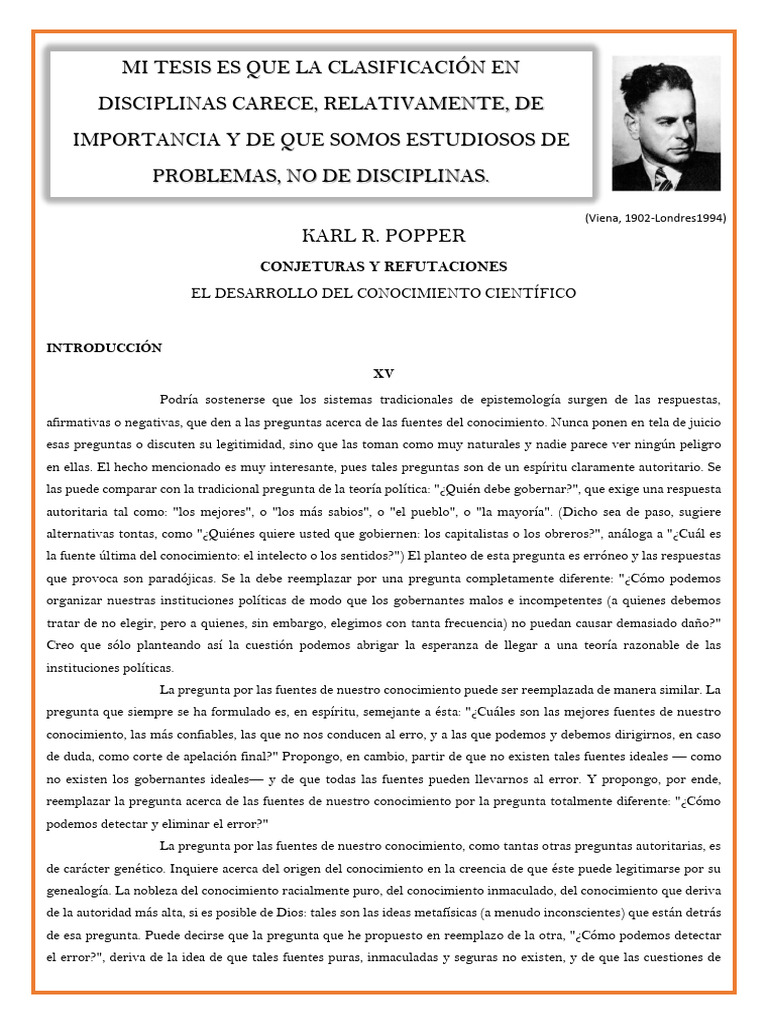 Karl Popper | PDF | Razonamiento inductivo | Método científico