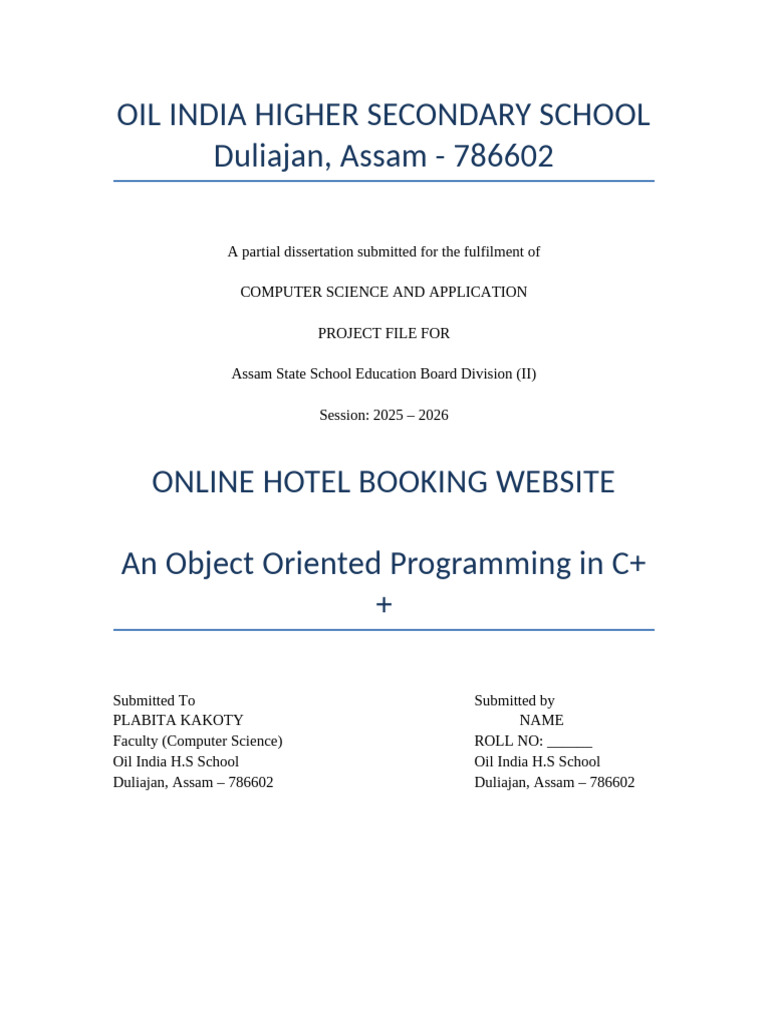 Hotel Booking Project CPP | PDF | C++ | Object Oriented Programming