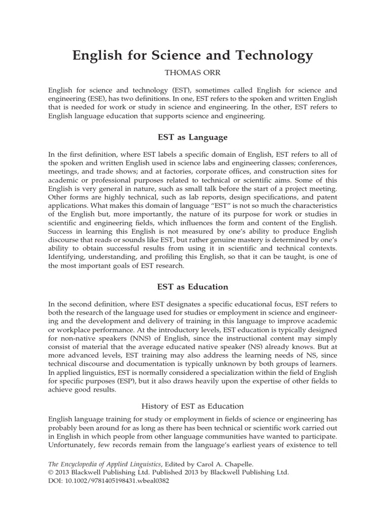 English For Science and Technology | PDF | English Language | Learning