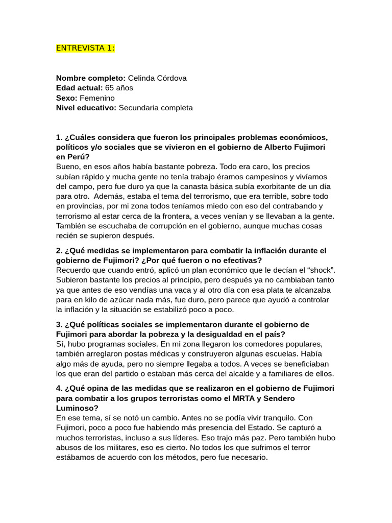 ENTREVISTA 1 MCR | PDF