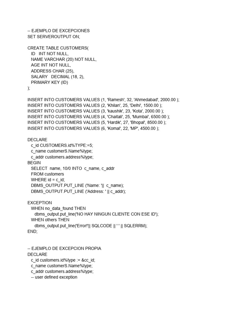 8 Ejemplo de Excepciones | PDF | Computer Programming | Software Engineering