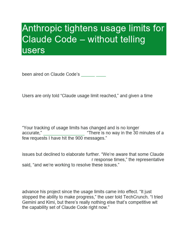 Claude Code Usage Limit Changes | PDF