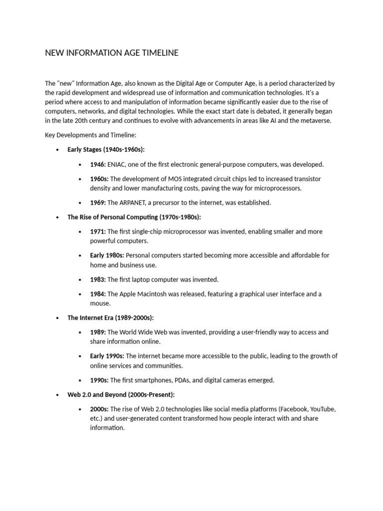 New Information Age Timeline | PDF | Information Age | Internet