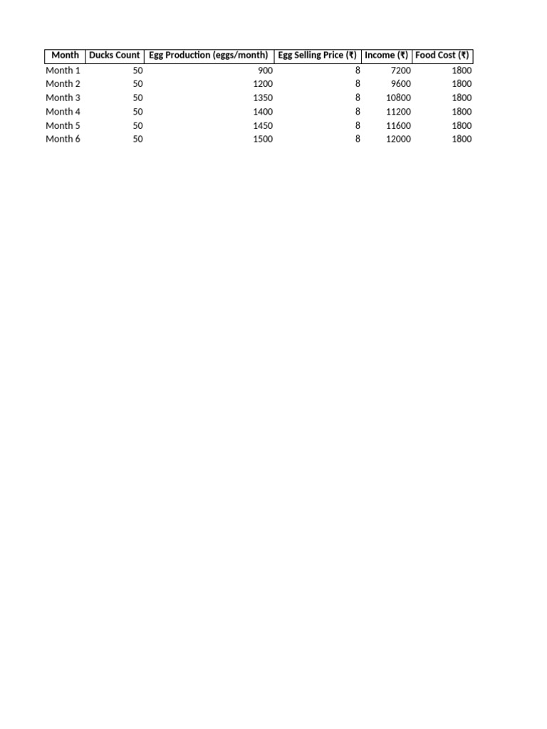 Duck Farming Project Financial Overview | PDF | Duck | Economies