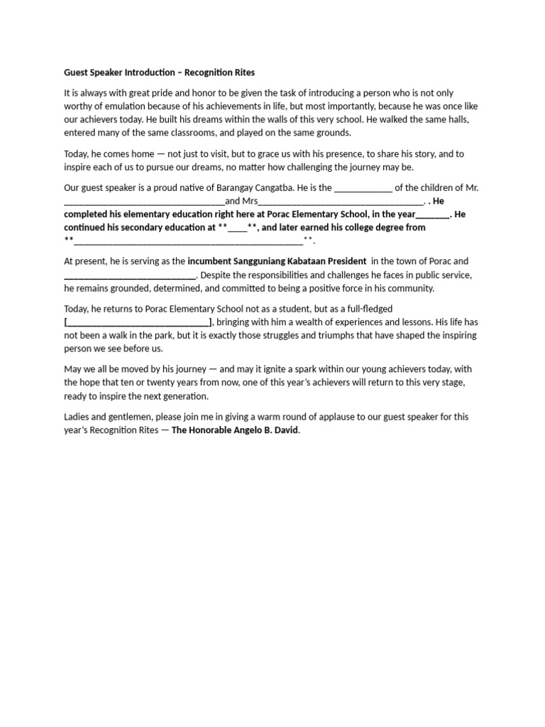 Guest Speaker Introduction | PDF