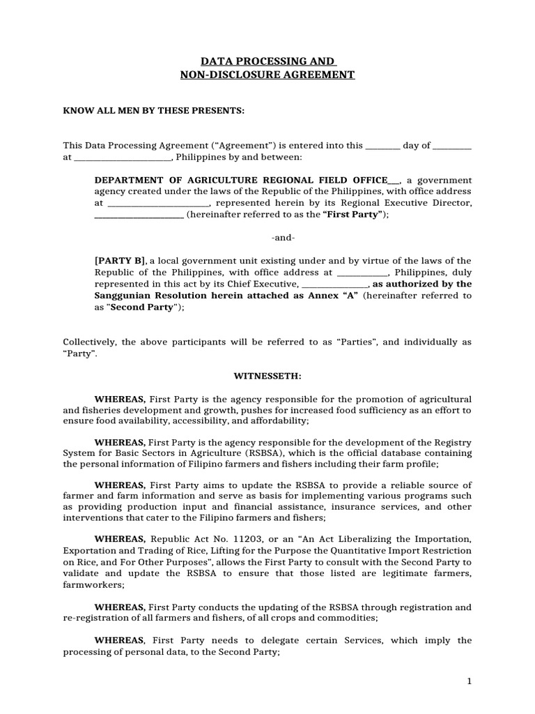 Template Data Processing and Nda For Rsbsapp Lgu | PDF | Privacy | Information Security
