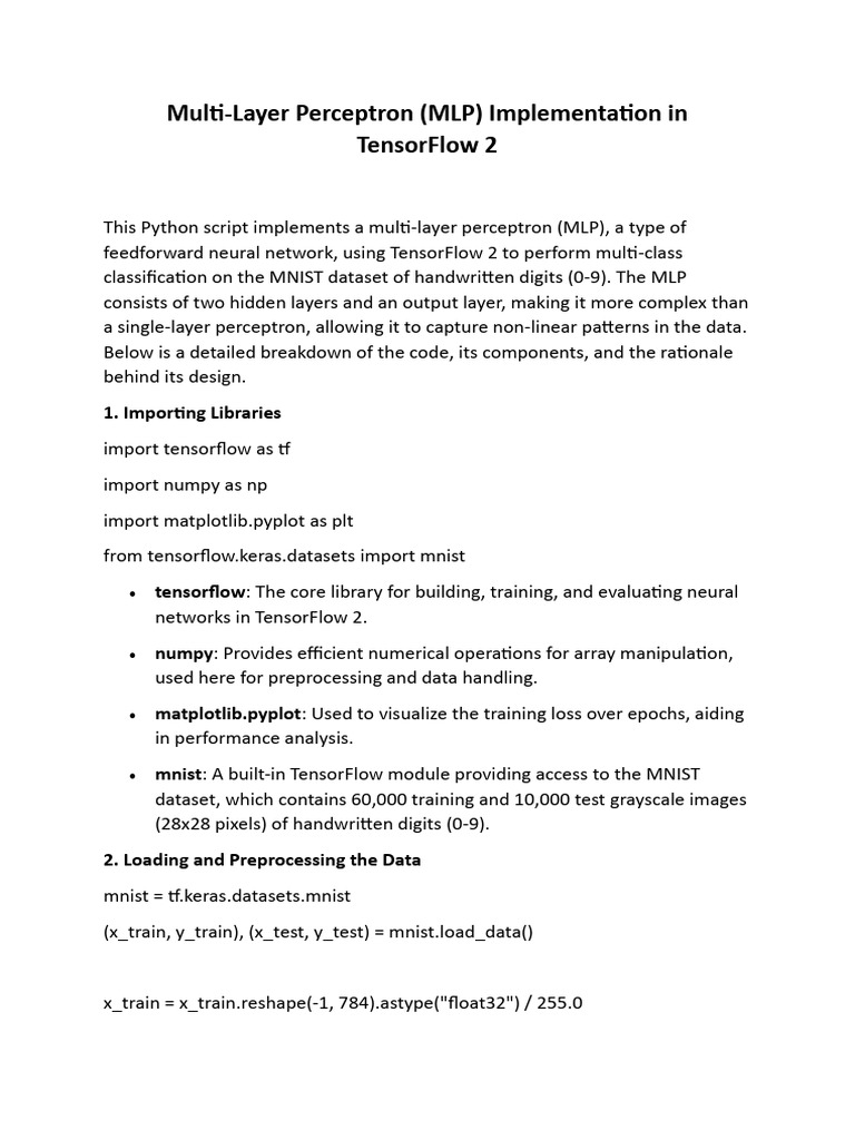 Multi Layer Perceptron Tf2 Code Description | PDF | Learning | Computer Programming
