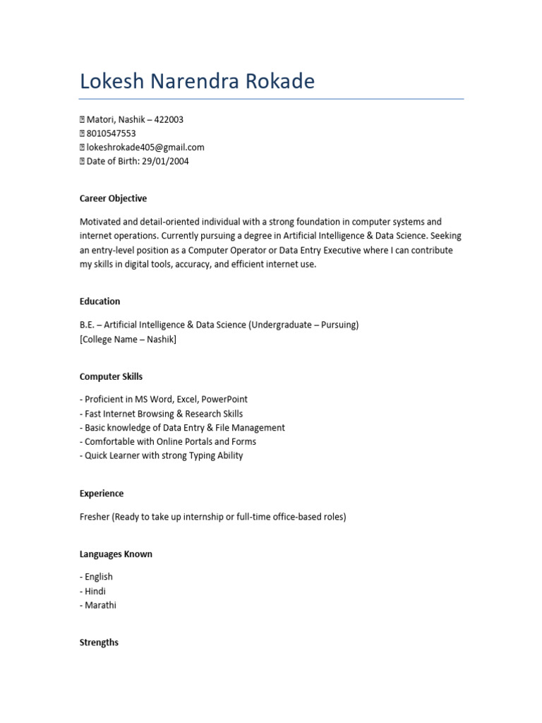 Lokesh Rokade Resume | PDF