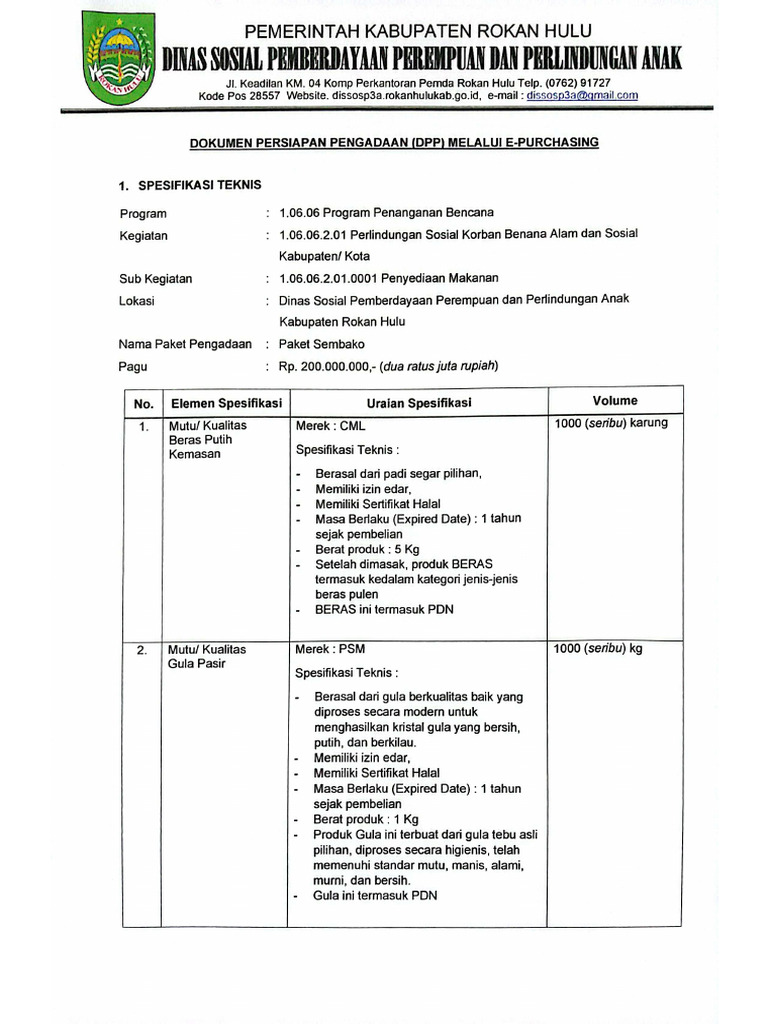 DPP Paket Sembako 2025 1000 Paket | PDF