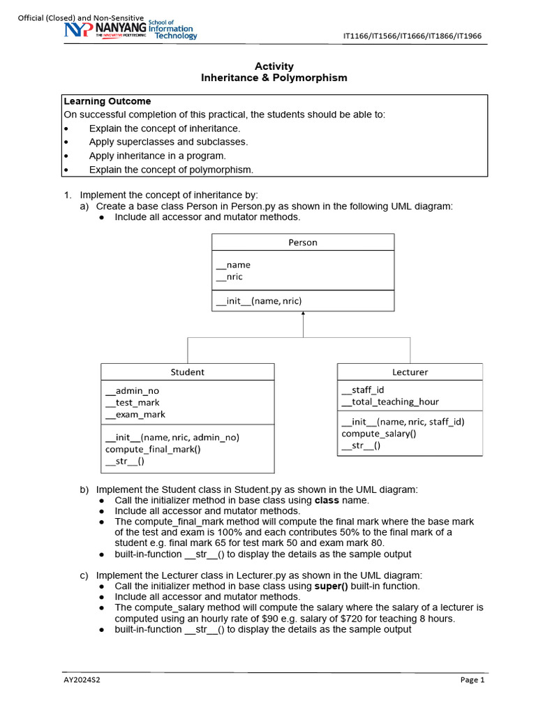 Inheritance and Polymorphism in Python | PDF | Inheritance (Object Oriented Programming ...