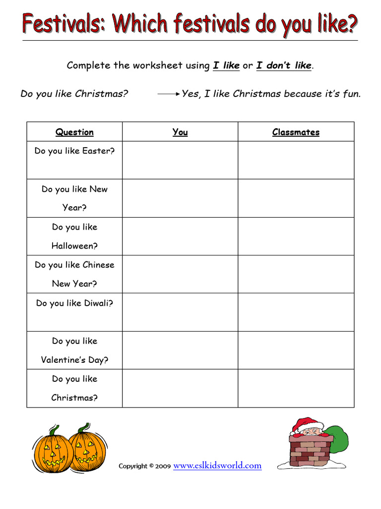 Festivals Which Festivals Do You Like Worksheet | PDF