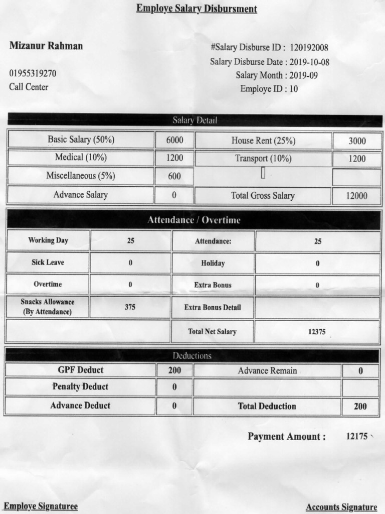 Salary Sample Format | PDF