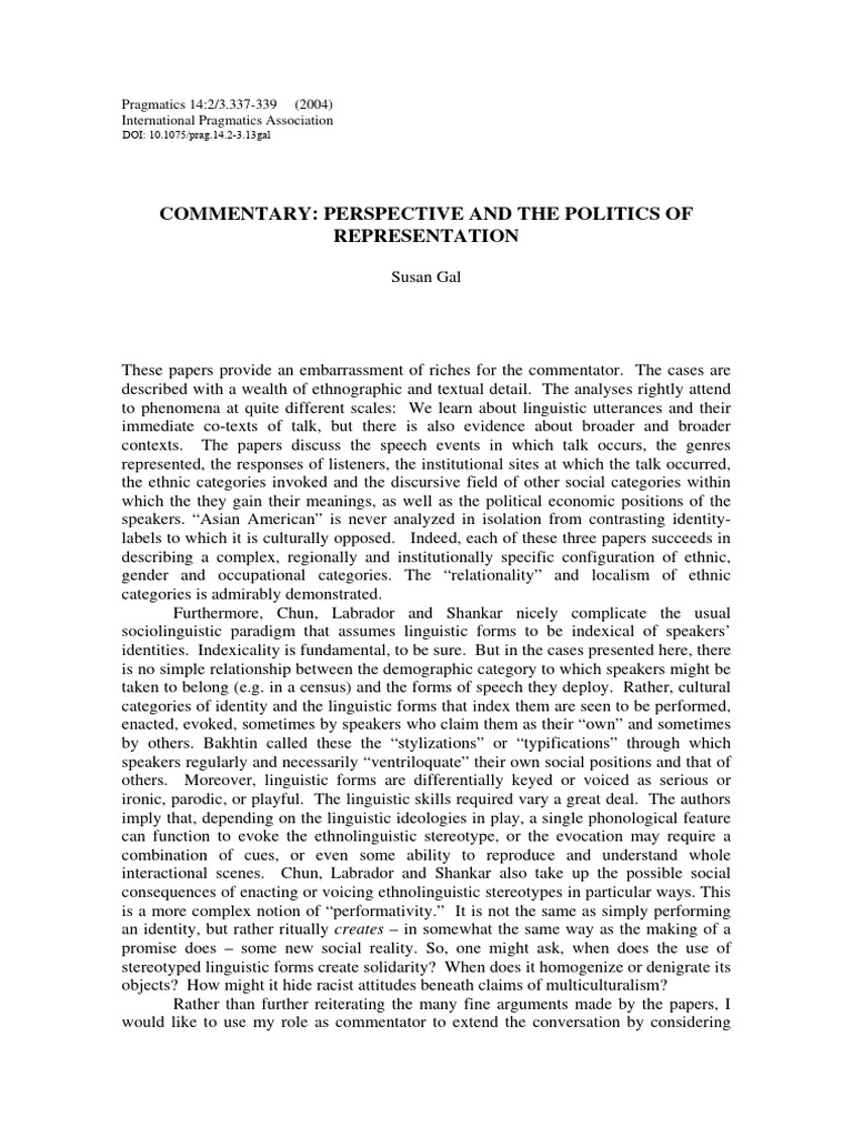 Perspective and The Politics of Representation | PDF | Linguistics ...