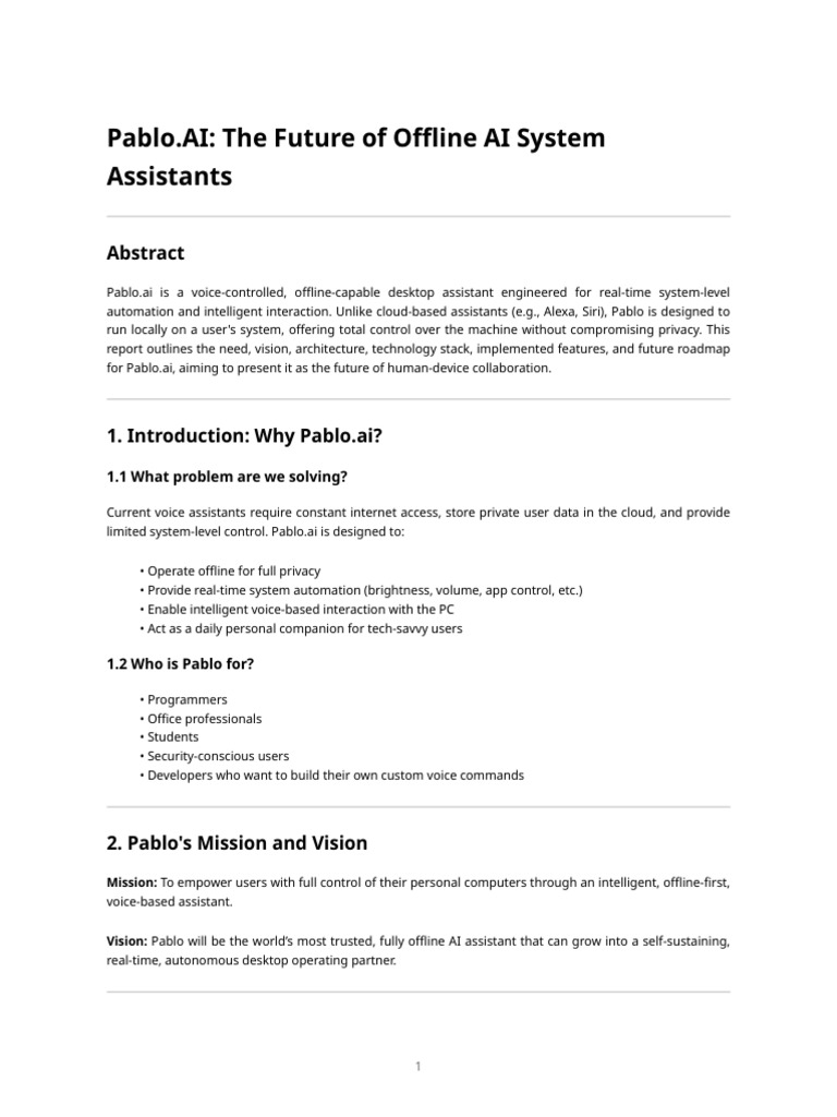Pablo.AI: Your Offline Voice Assistant | PDF | Artificial Intelligence ...