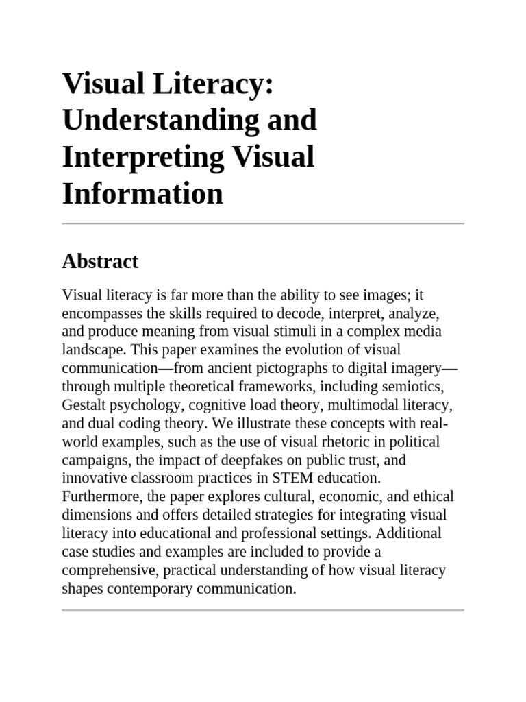 Visual Literacy: Decoding Visual Communication | PDF | Augmented ...