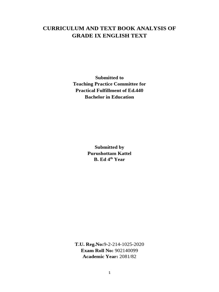 Textbook Analysis | PDF | Curriculum | Teachers