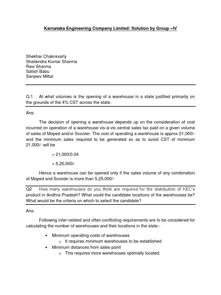 KEC | PDF | Mathematical Optimization | Warehouse