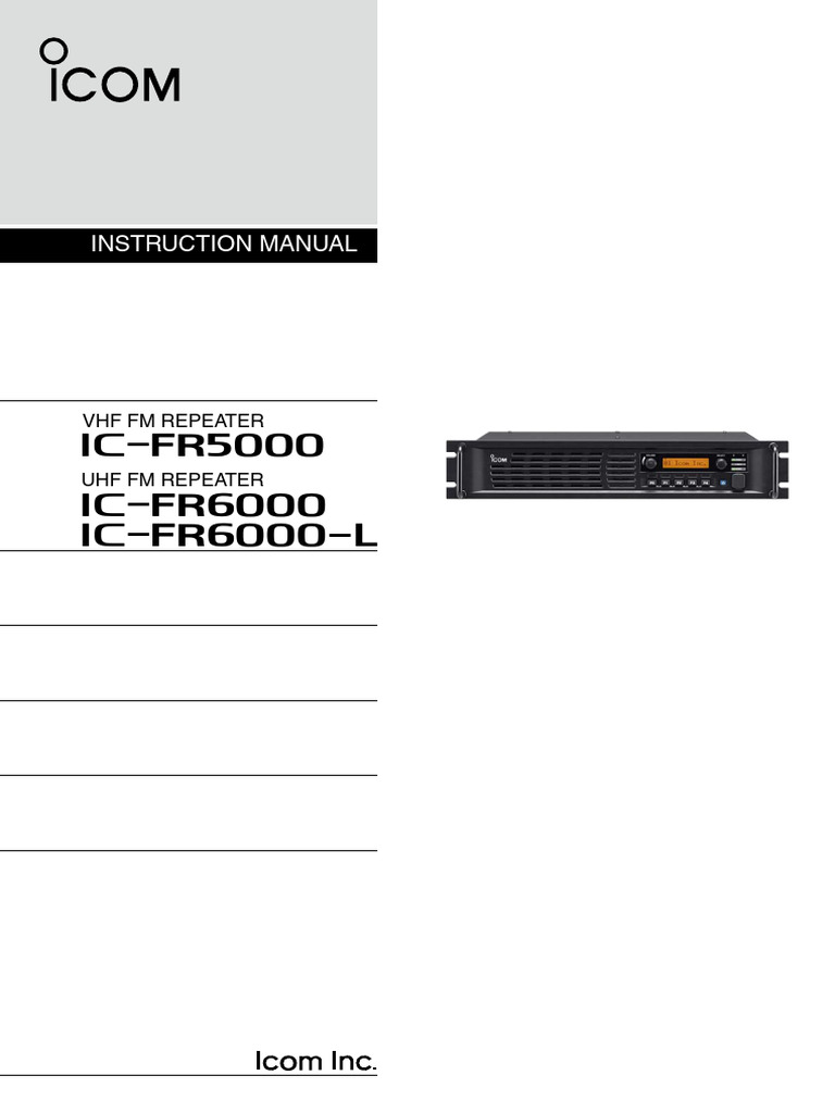 Icom Uhf FM Repeater Ic-Fr5000 - FR6000 - 7 Instruction Manual | PDF ...