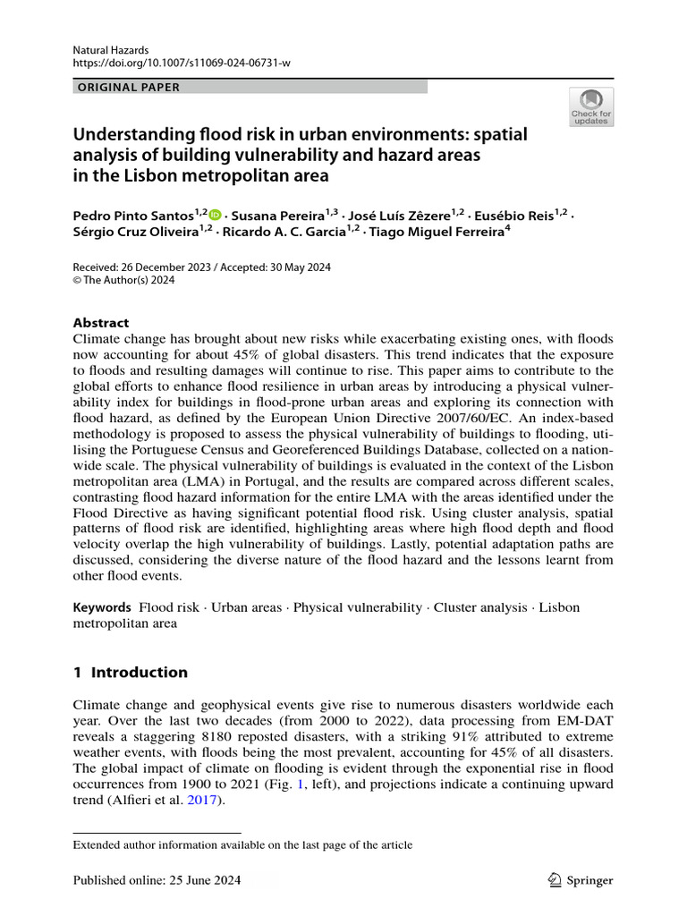 Urban Flood Risk Analysis in Lisbon | PDF | Flood | Vulnerability