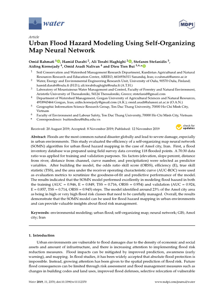 Urban Flood Hazard Modeling Using Selforganizing Map Neural Network ...
