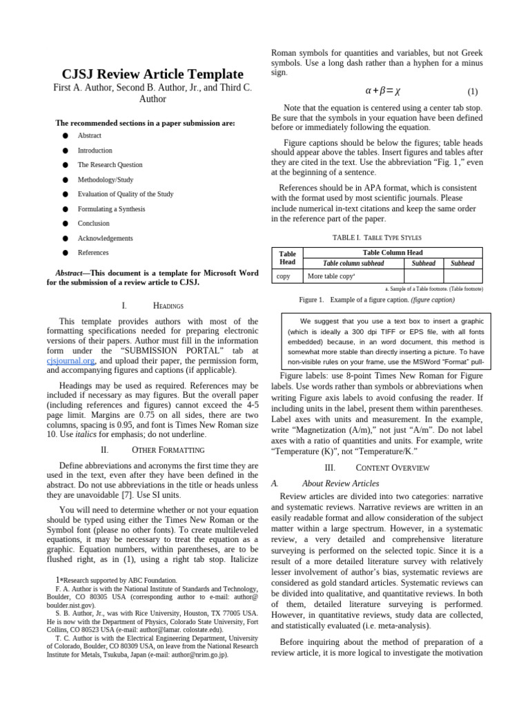 CJSJ Review Article Template | PDF | Systematic Review | Methodology