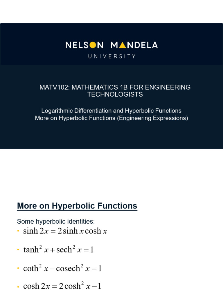 More On Hyperbolic Functions | PDF | Function (Mathematics ...