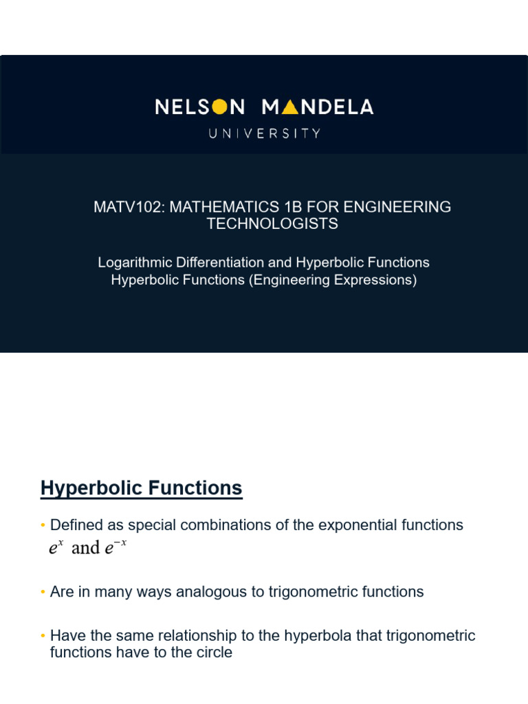 Hyperbolic Functions | PDF