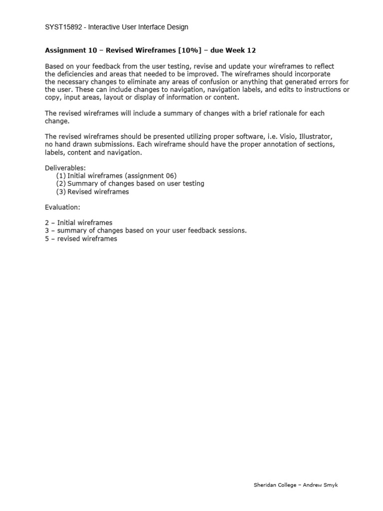 Assign10 Revised Wireframes Rev | PDF
