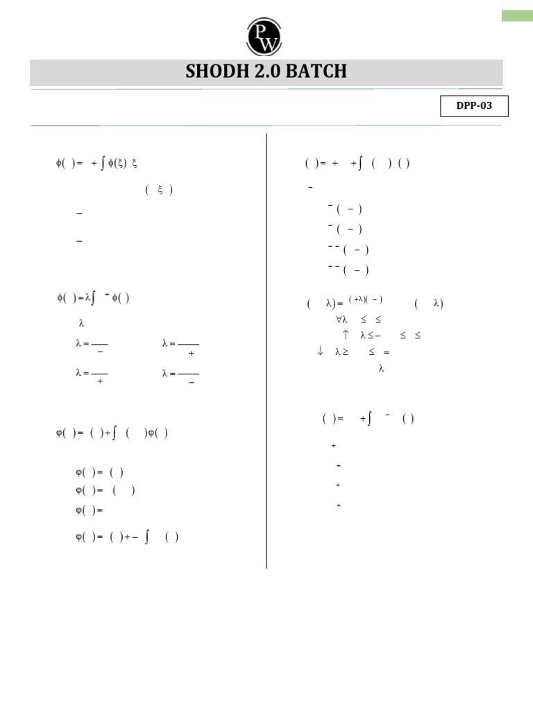 Linear Integral Equation - DPP 03 (Of Lec 06) - Shodh 2.0 Batch For CSIR NET - GATE Mathematical ...