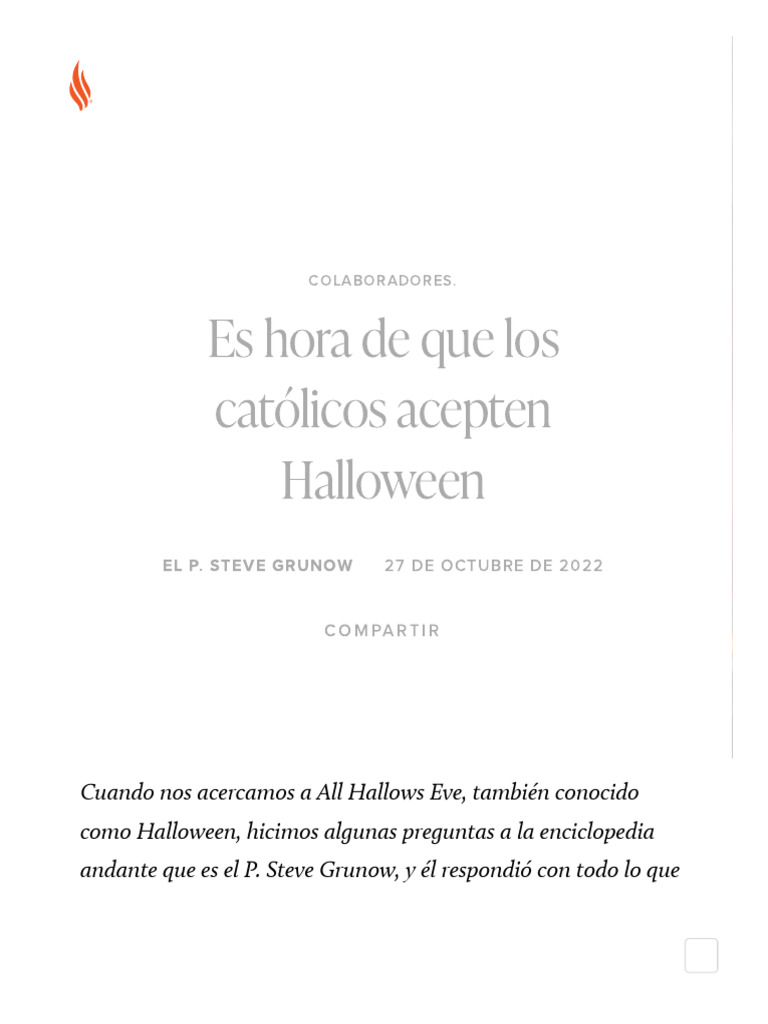 It's Time For Catholics To Embrace Halloween - Word On Fire | PDF ...