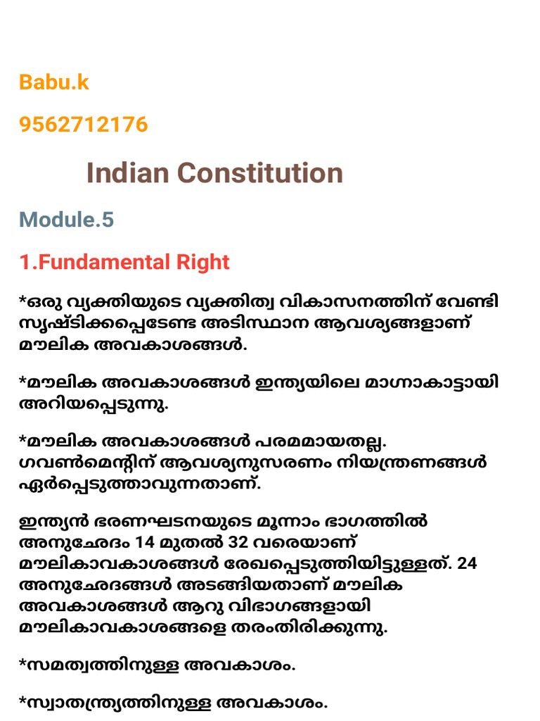 4 TH Sem Indian Constitution Module.5 | PDF