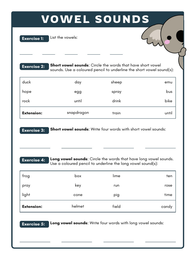 Grade 3 Vowel Sounds Worksheets | PDF