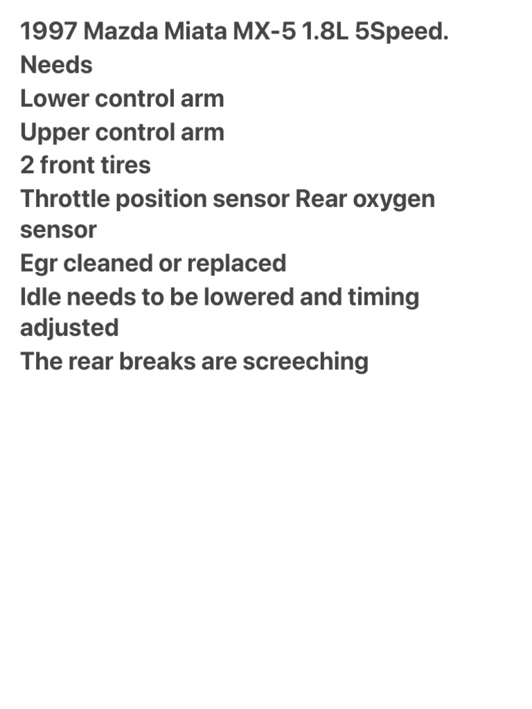 1997 Mazda Miata MX-5 1.8L 5speed | PDF