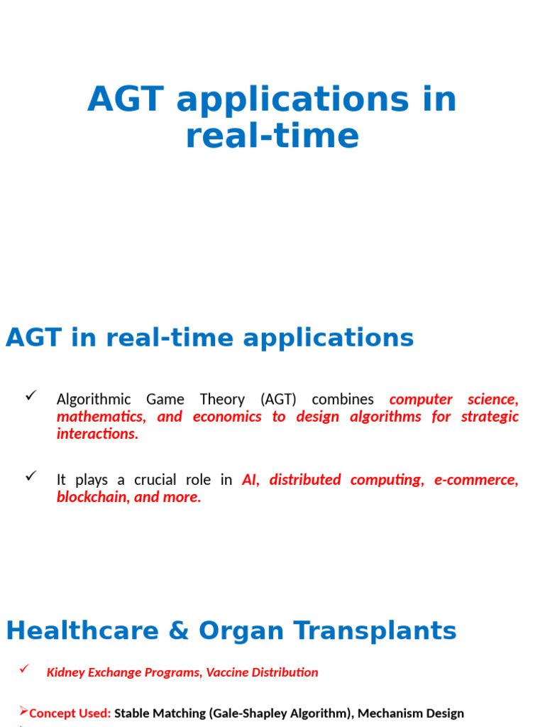 Real-Time Applications of Algorithmic Game Theory | PDF | Game Theory ...