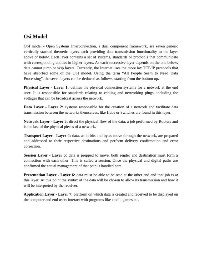 Understanding the OSI Model Layers | PDF