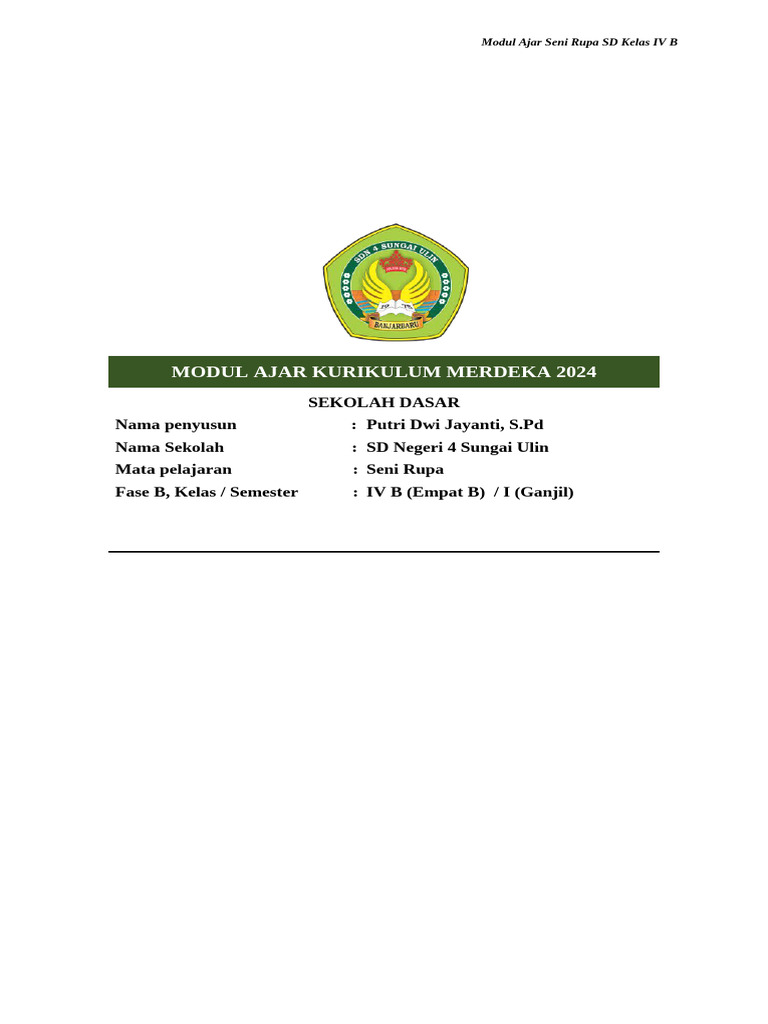 Ivb-Modul Ajar Seni Rupa Bab 1 | PDF