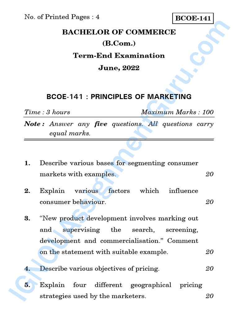 BCOE-141 June 2010-June 2024 12-11-24 | PDF | Marketing | Pricing