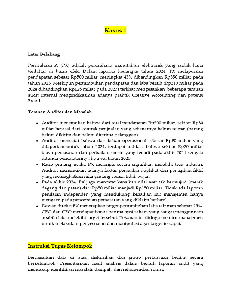 Tugas Kelompok 2B Simulasi Audit Investigatif | PDF