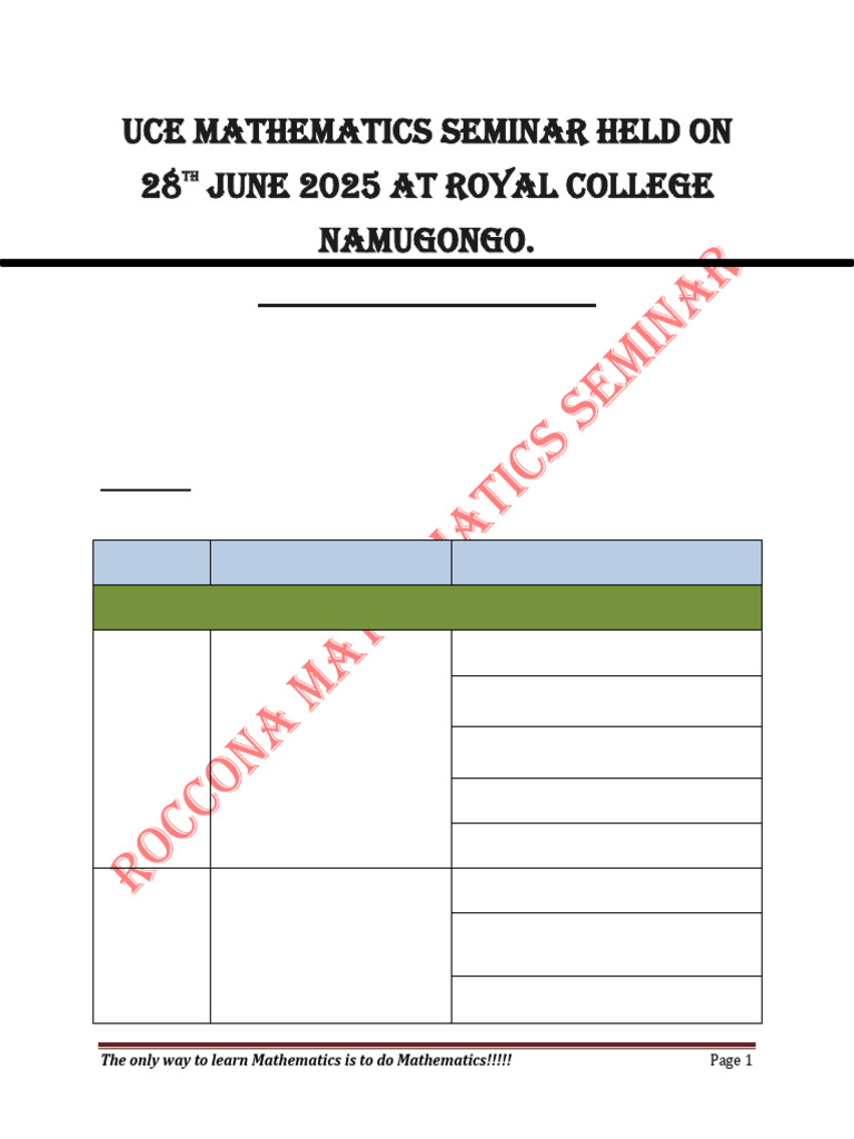 Roccona Math Seminar Qns. Final | PDF | Algebra | Equations