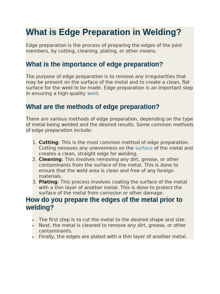 What Is Edge Preparation in Welding | PDF