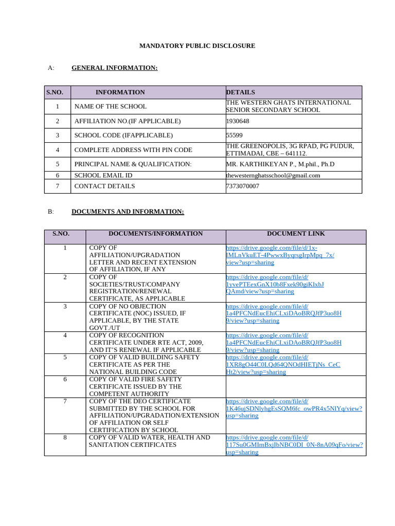 Mandatory Public Disclosure | PDF