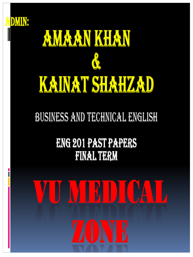 ENG 201 Final Term by Amaan Khan - PDF Version 1 | PDF