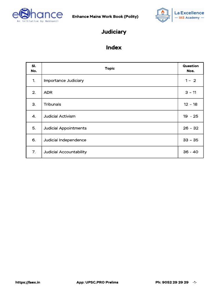 Judiciary (Work Book) | PDF